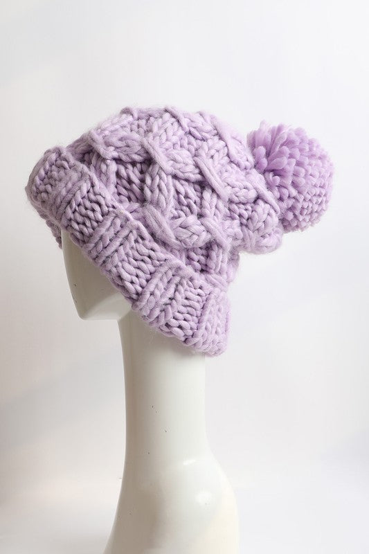 Hillside Chunky Oversized Knit Pom Pom Beanie - Lil Bee's Bohemian