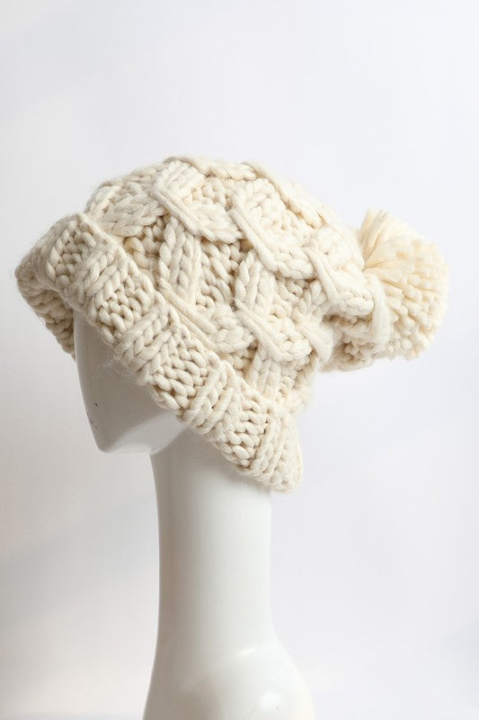 Hillside Chunky Oversized Knit Pom Pom Beanie - Lil Bee's Bohemian