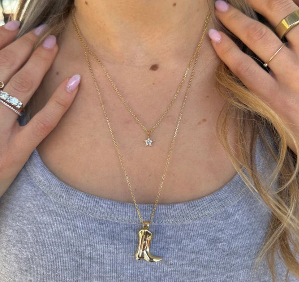Golden Cowboy Boot Necklace - Lil Bee's Bohemian