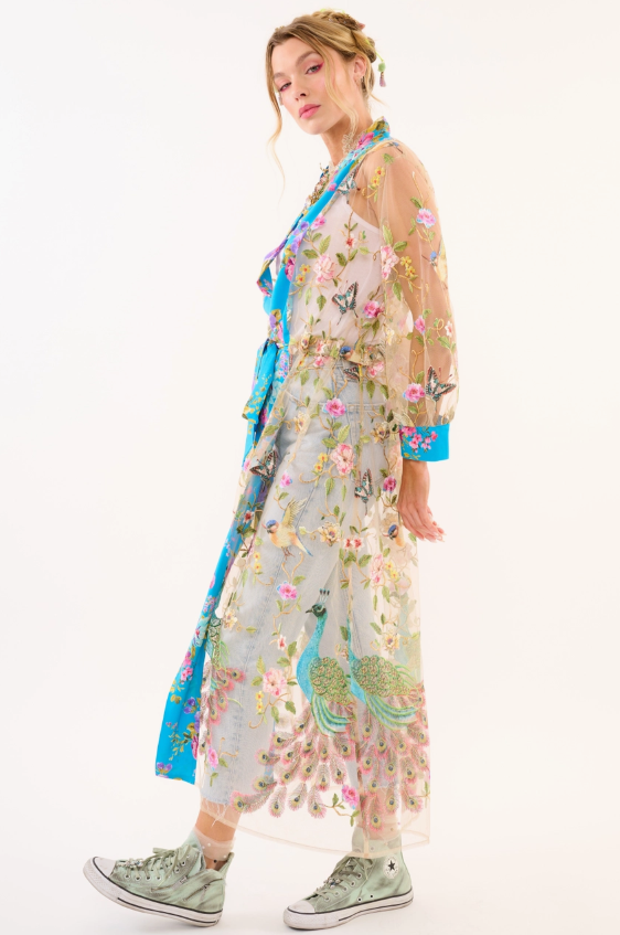 Garden of Eden Embroidered Mesh Duster - Lil Bee's Bohemian