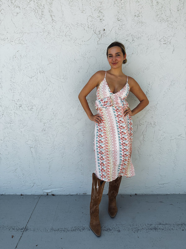 Aztec Print Summer Midi Dress ~ SAMPLE SALE - Lil Bee's Bohemian