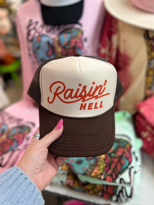 Raisin' Hell Trucker Hats (made to order) LC - Lil Bee's Bohemian