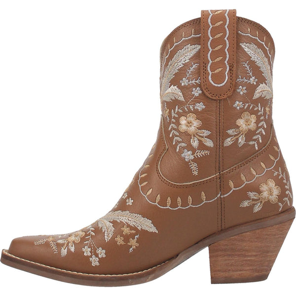 Primrose Brown Leather Boots w/ Stitched Floral Designs (DS) ~ PREORDE ...